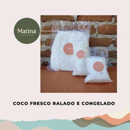 Coco orgânico fresco, ralado e congelado